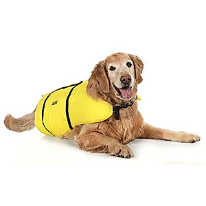 Seachoice Dog Life Vest, Adjustable Life Jacket for Dogs, w/Grab Handle, Yellow, Size XL, Over 90 Lbs.