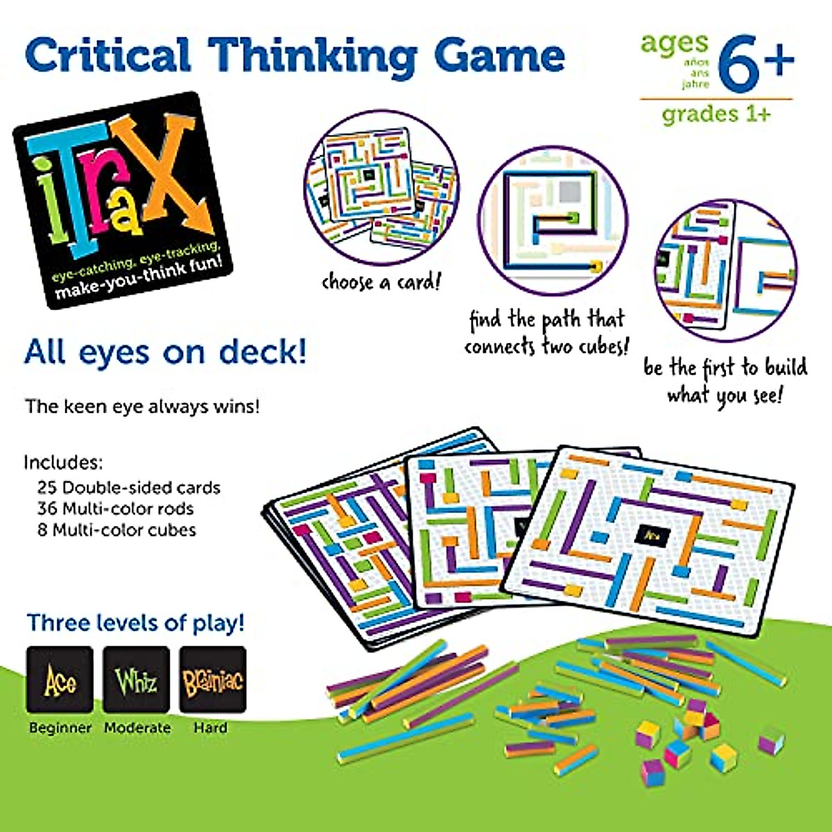 Learning Resources iTrax Critical Thinking Game - 69 Pieces, Ages 6+ Brainteaser Games for Kids, Develops Critical Thinking Skills, Board Games