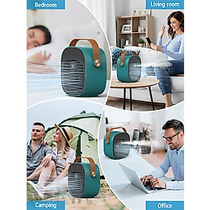 2024 Air Conditioner Portable- Rechargeable Personal Air Cooler with 3 Speeds, Mini Air Conditioner Fan, Quiet Desk Cooling Fan for Home, Bedroom, Travel, Office, Outdoor, Indoor