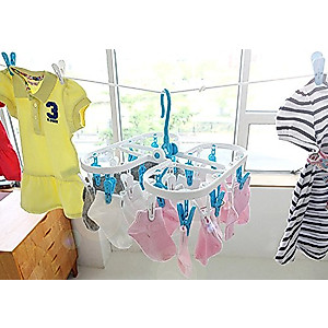 MONSTA Living Laundry Drying Rack Dry Clothes Hanger with 24 Clips - Compact Portable Outdoor Indoor Clothesline Replacement to Dry Clothing with Clips (Hanger with 24 Clips)