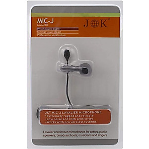 J K MIC-J 044 Lavalier Lapel Clip On Omni-directional Condenser Microphone Compatible with Shure Wireless Transmitter (Mini XLR TA4F Connector)