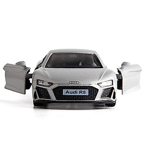 RMZ City Compatible for 1:36 Diecasting Alloy Car Model Audi R8 Toy Car, Pull Back Vehicles Toy Car for Toddlers Kids Boys Girls Gift Silver