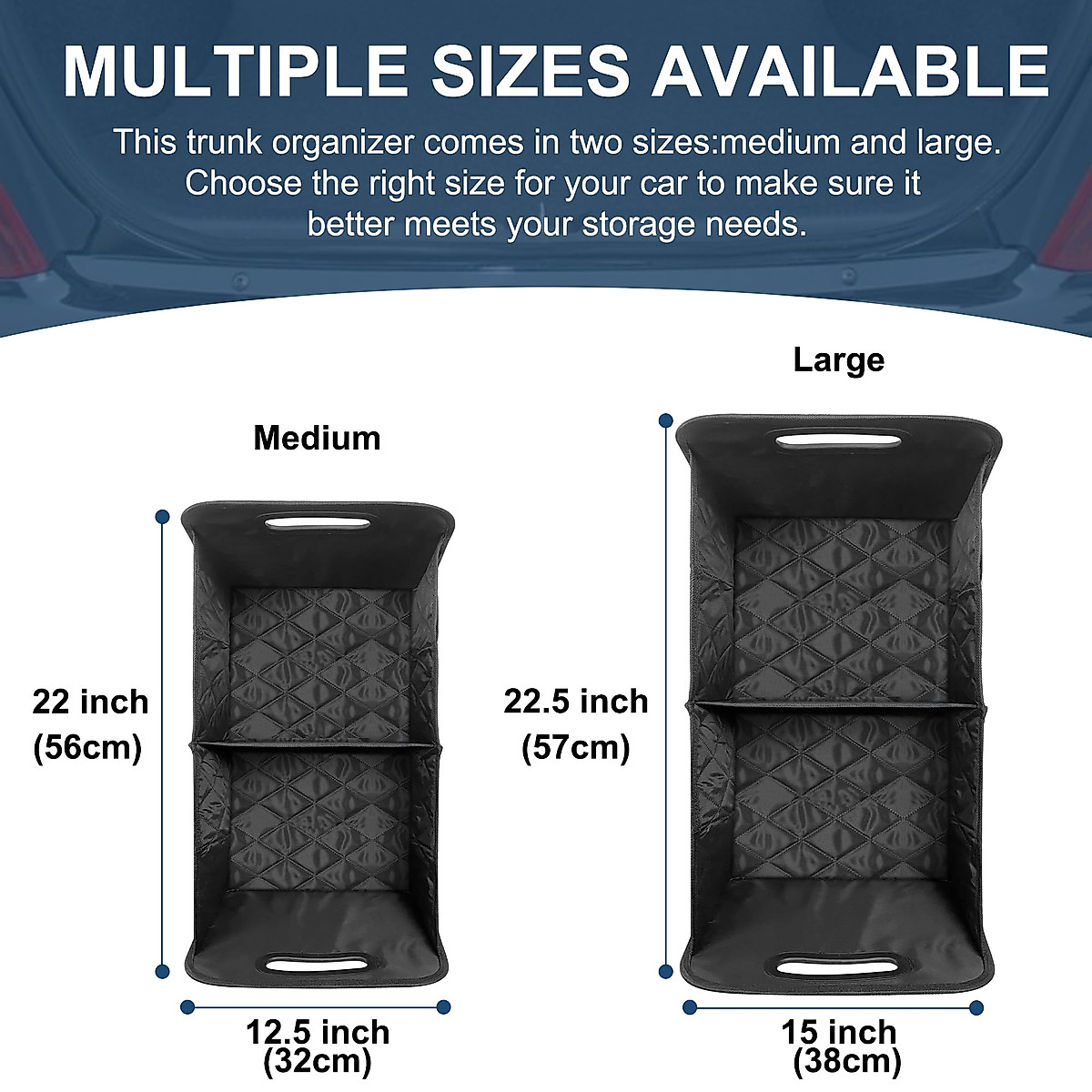 Deosk Trunk Organizer for Car, Collapsible Car Organziers and Storage with 6 Pockets, 50L Multi-Compartment Car Trunk Organzier, Car Accessories for Women/Men - Black Standard WXAG-0034