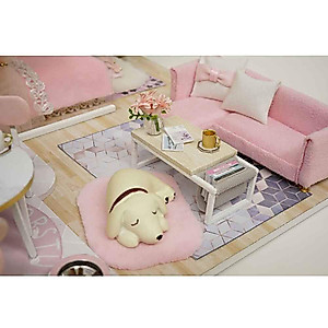 MAGQOO 3D Wooden Dollhouse Miniature DIY House Kit with Furniture,1:24 DIY Dollhouse Kit Dust Proof Included (Girlish Dream)