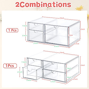 VZKAH Acrylic Organizer and Storage | 7 Drawers 2 Sets | Desk Organizer with Drawers, Clear Makeup Storage Drawers, For Beauty/Office/Craft Supply Storage and Organization