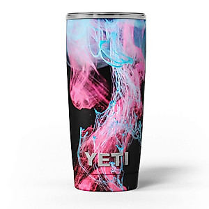 Design Skinz Vivid Pink and Teal Liquid Cloud - Skin Decal Vinyl Wrap Kit Compatible with The Yeti Rambler Cooler Tumbler Cups
