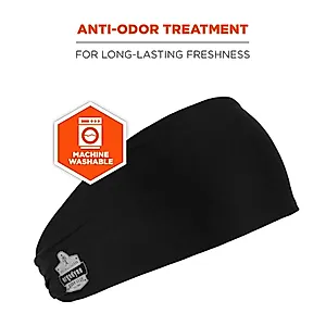 Ergodyne Chill Its 6634 Cooling Headband, Sports Headbands for Men and Women, Moisture Wicking, Black