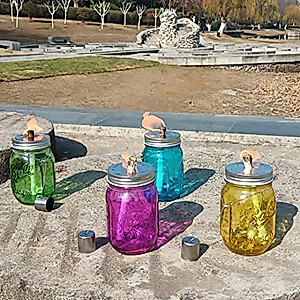 4PCS Mason Bottle Outdoor Tabletop Torch Set with Fiberglass Wicks, Outside Decor Accessories for Yard, Patio, Deck or Garden(Green))