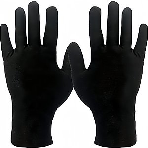 BesYouSel 6 Pairs Cotton Gloves Black Cotton Gloves Soft Cotton Gloves Ceremonial Gloves Dirty-resistant Wear-resistant Sweat-absorbent Work Gloves, Black, Size Large