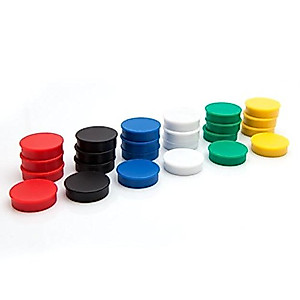 Round Fridge Magnets, Button Shaped, Small Colorful Magnetic Discs for Kitchen, Cabinet or Classroom, Perfect Whiteboard Supplies for Teachers - Bullseye Office