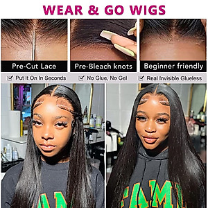 CHEETAHBEAUTY Straight Glueless Wigs Human Hair Pre Plucked 5x5 HD Lace Closure Wigs Human Hair for Black Women Pre Cut Lace for Beginners With Baby Hair 220% Density(18inch)