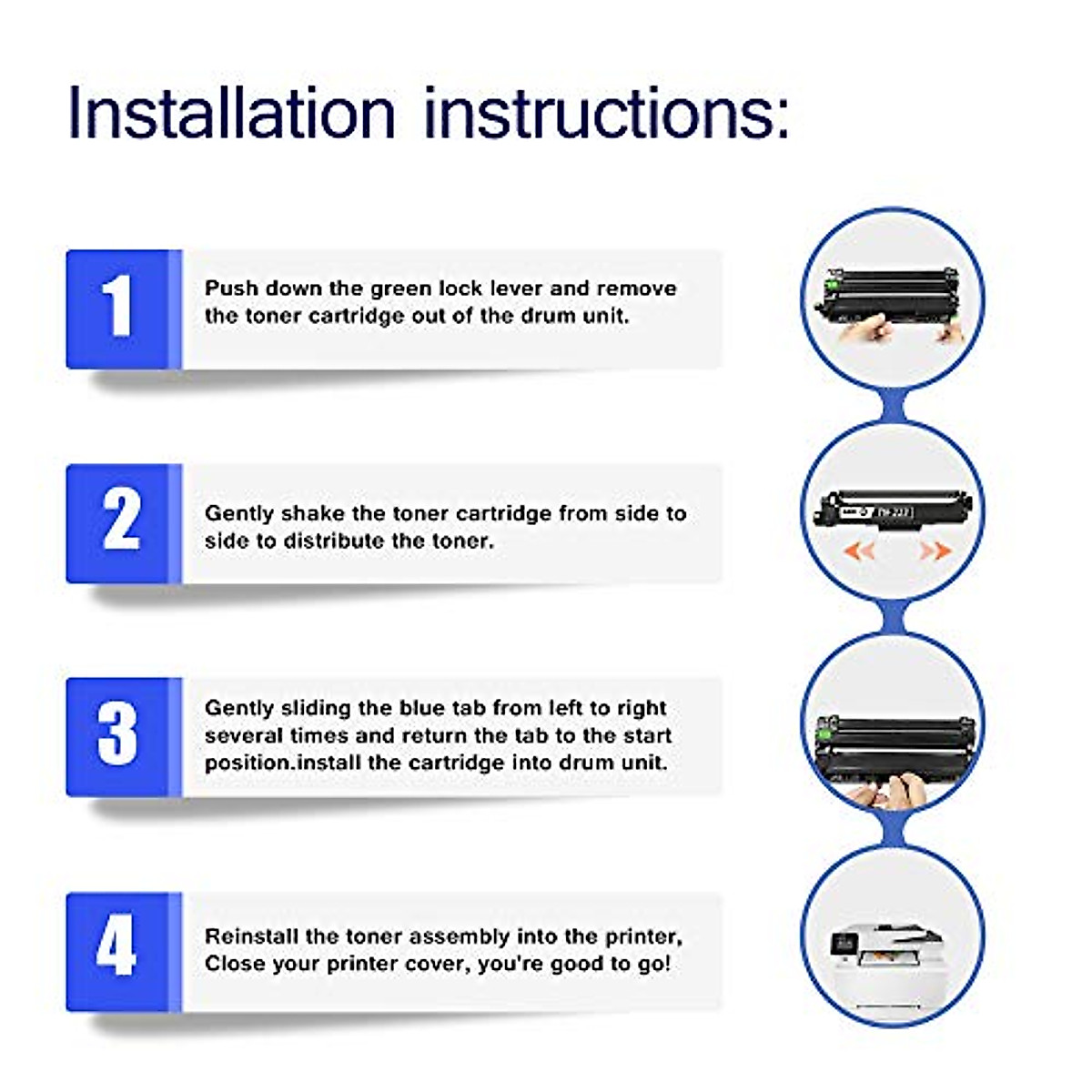 4Pack (1BK+1C+1M+1Y) DR223CL Drum Unit (Toner not Included) Compatible Replacement for Brother MFC-L3770CDW L3710CW L3750CDW HL-3210CW 3230CDW DCP-L3510CDW Printer Drum.
