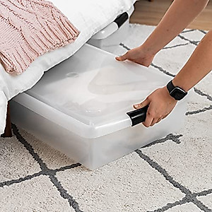 IRIS USA 3 Pack 40qt Under Bed Storage Bins with Lids and Durable Buckles, Clear