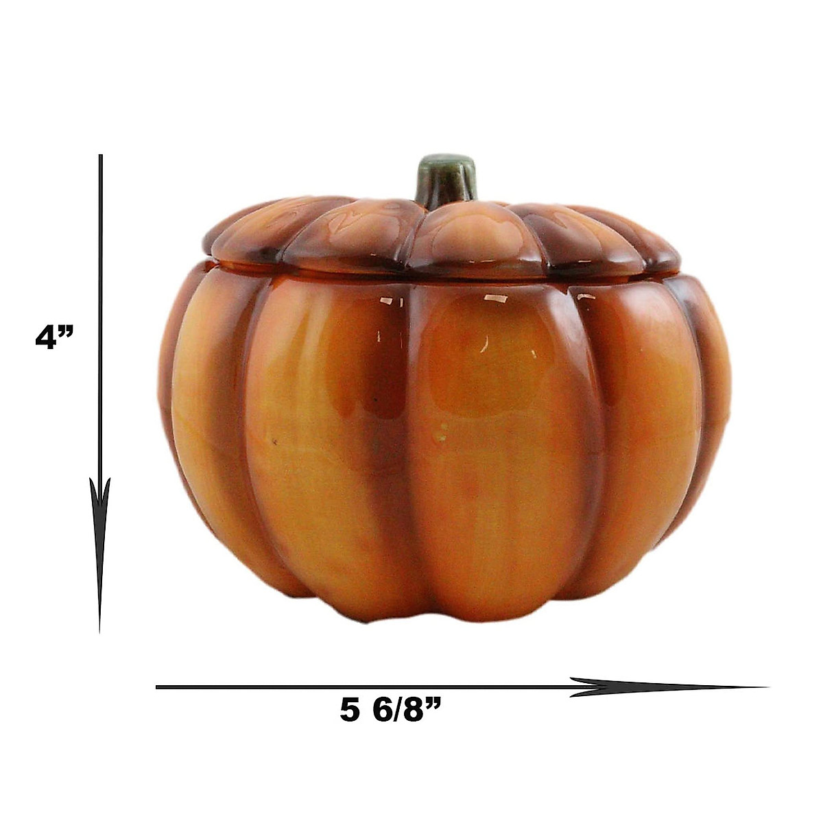 Ebros 6" Diameter Home And Kitchen Gourmet Vegetable Pumpkin Soup Or Dessert Bowl With Lid Ceramic Decor Dinnerware For Halloween Pumpkins Party Accent (1)
