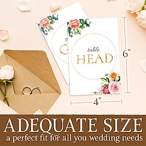 Table, Numbers, Cards 1-30 and Mini Table Numbers, Holders, Table, Numbers, Card for Wedding, Anniversary, Birthday, Party Table, Numbers, Cards Floral, Size 4'x6' Plus Head Table Card and Gift