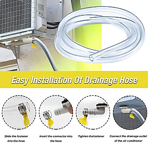 Air Conditioner Drain Kit, Portable Air Conditioner Window Kit for Universal Mini-Split AC Unit and Window Air Conditioning Unit, 10ft Drain Hose + 3/5 Inch AC Drain Hose Connector