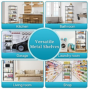 5 Wire Shelving Unit Storage Shelf Adjustable Heavy Duty Shelf with Leveling Feet for Closet Laundry Pantry Kitchen Garage 750 LBS Capacity 21.5" L x 11.6" W x 47.6" H, Black