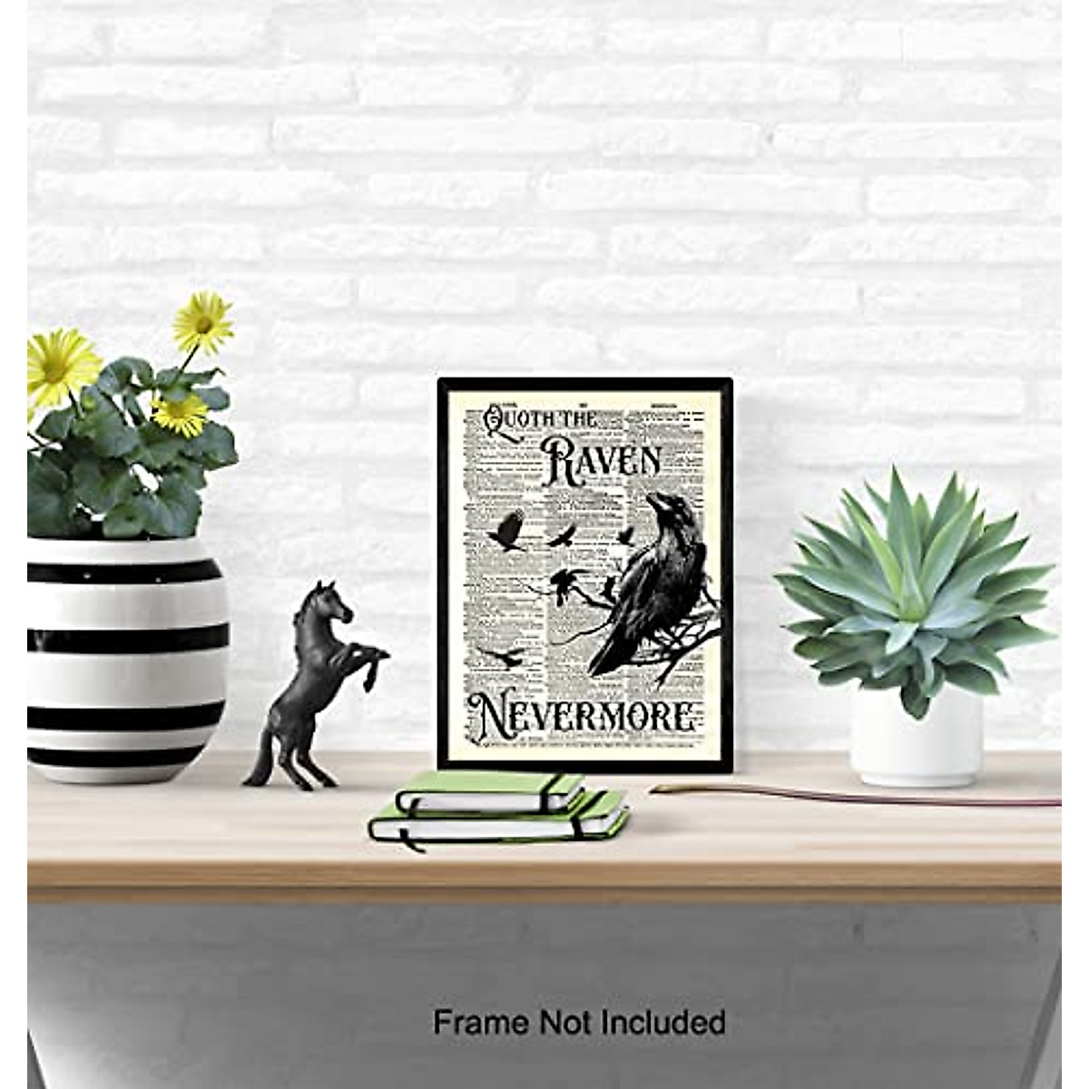 The Raven, Edgar Allan Poe, Nevermore - Medieval Decor - Gift for Wicca, Wiccan, Witchcraft, Occult Fan - Goth Room Decor - Gothic Home Decor - Creepy Scary Wall Art Picture - Halloween Decoration