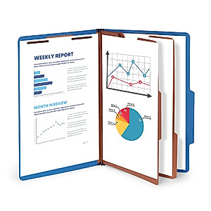 Blue Summit Classification Folders, Legal Size, 2 Dividers, Dark Blue – 10 Pack