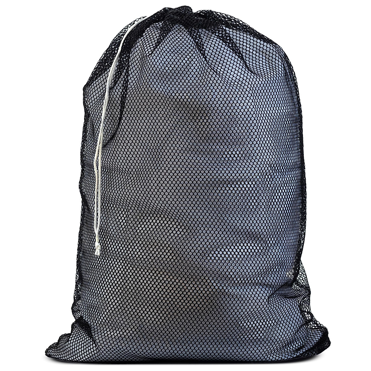 Mesh Laundry Bag - Large 24" x 36" - Durable, Machine Washable with Secure Drawstring Closure - Perfect for College Dorms, Laundromats, Apartments (Black)