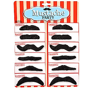 3.5" 12 PC BLACK MUSTACHES