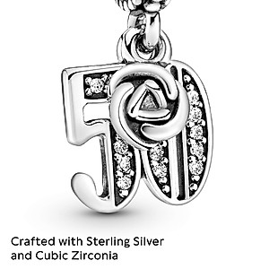 Pandora Jewelry 50 Years of Love Cubic Zirconia Charm in Sterling Silver, No Box