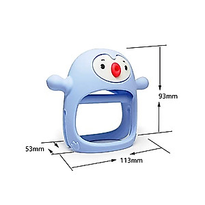 Smily Mia Penguin Buddy Never Drop Silicone Teething Toys for Babies 0-6month,Infant Hand Teether Pacifiers for 0-6Months Breastfeeding Babies, Easter Baby Basket Stuffers for 3-6Months,Light Blue