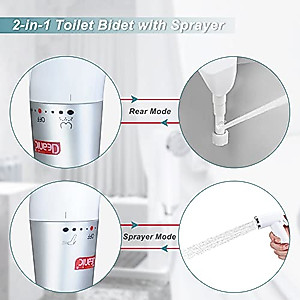 DEANIC 2-in-1 Bidet Attachment for Toilet Bath Bidet Sprayer, Ultra-Slim Toilet Bidet Sprayer Attachment, Adjustable Cold Fresh Water Pressure,Non-Electric Bidet Toilet Seat