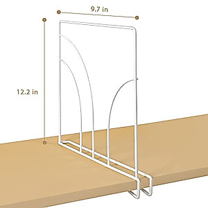 smusei Shelf Dividers, 12 PCS Closet Shelf Organizer Vertical Metal Wire Shelf Divider Separators for Wood Shelves Wardrobe Cabinets Kitchen Office Bathtoom Sweater, White