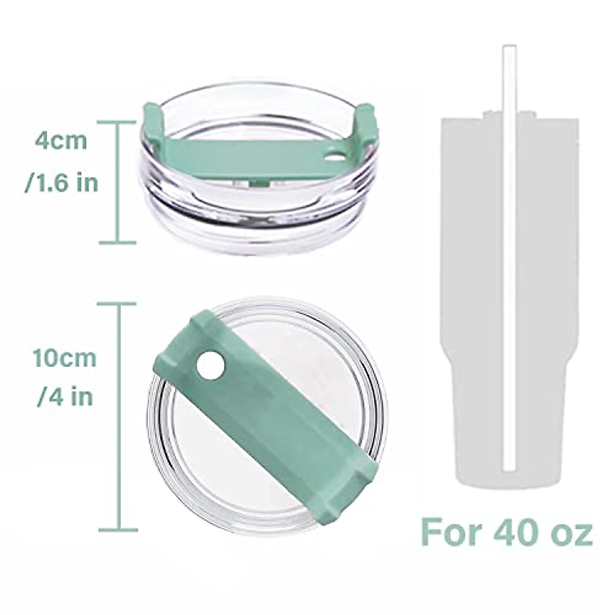 40 OZ Tumbler Lid Compatible for Stanley, Spill Proof Splash Resistant Tumbler Covers Fit for Stanley and More Coffee Mugs 2 pack (40 OZ, Green)