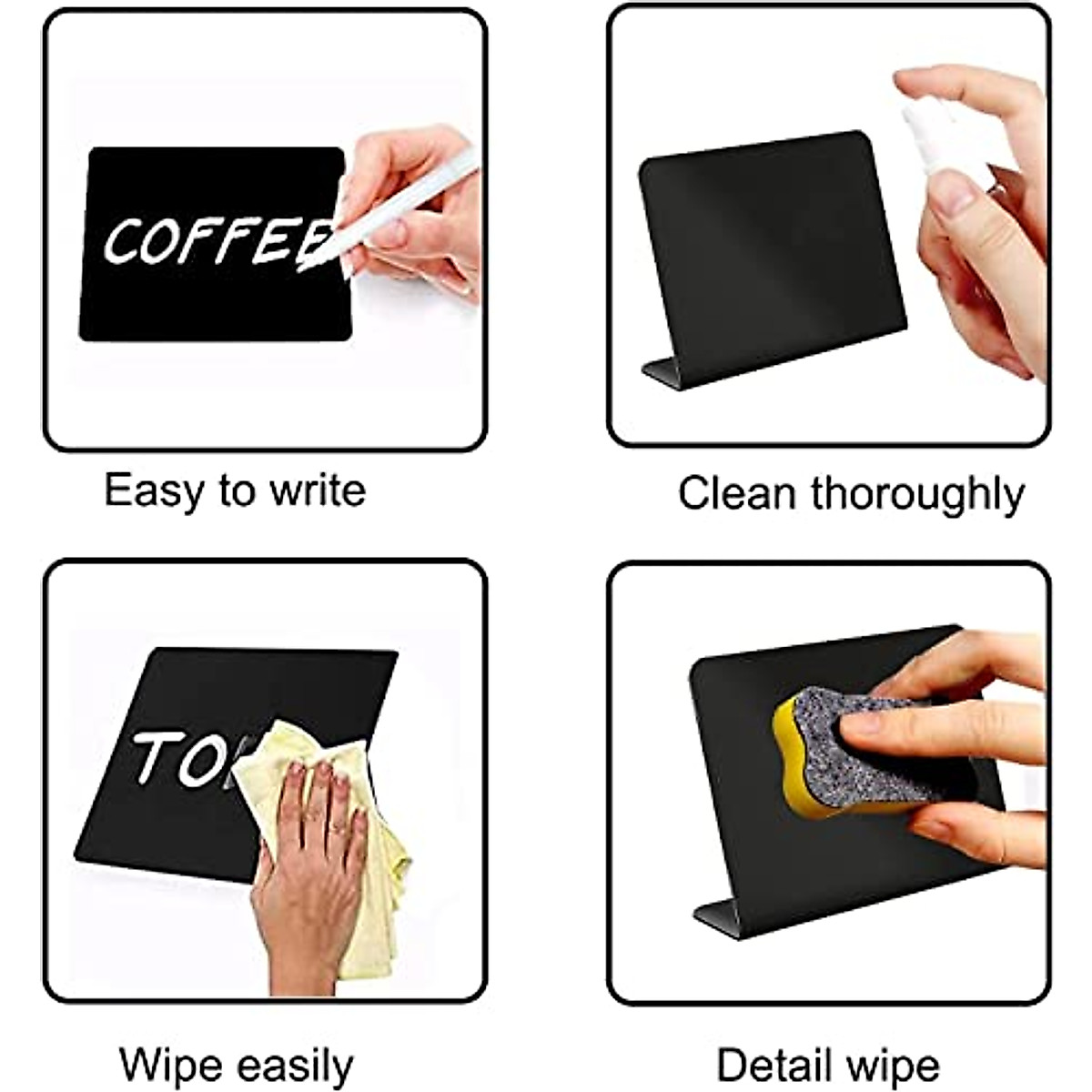 20 Pcs Mini Chalkboard Signs Set, BetterJonny Easy to Write and Wipe Out Food Chalkboard Signs for Parties Reusable Food Labels for School/Wedding/Birthday/Buffet/Party/Message Boards (4x3 inch)