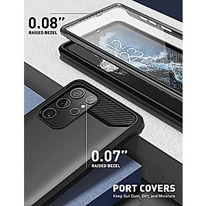 Clayco Xenon Series Case for Samsung Galaxy S22 Ultra (6.8 Inch) 5G 360 Degree Mobile Phone Case Robust Protective Bumper Case Full Cover with Integrated Screen Protector 2022 Edition (Black)