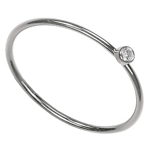 14K White Gold 2mm White CZ Stacking Ring Size 6 Rhodium Finish