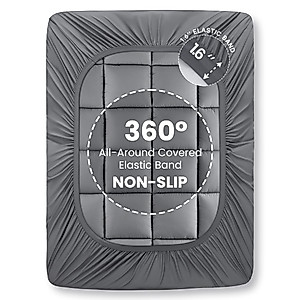 SONIVE Pillow-Top Mattress Topper Ultra Thick Fluffy Soft Topper Box Quilted pad Breathable Noiseless Hotel Quality with Premuim 1000gsm Alternative Filling, Grey Full