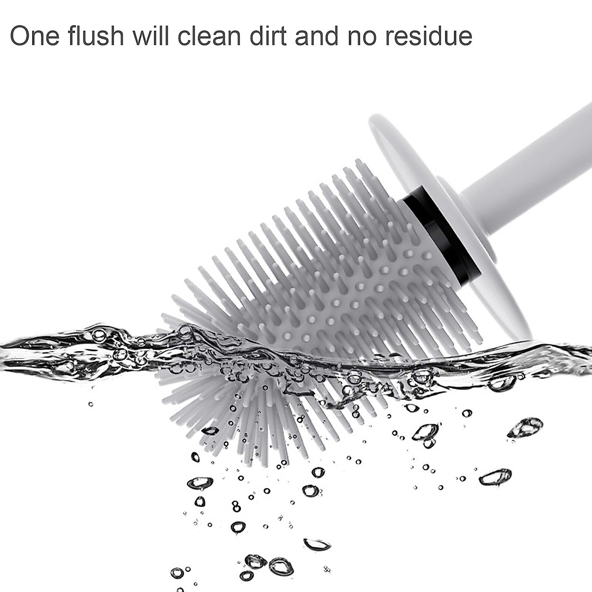 Yuehuam Toilet Brush and Holder Set of 3, Solicone Toilet Bowl Cleaner Brush, Flexible Toilet Cleaner Brush with Wall Mount& Flooring Brush Holder Bathroom Accessories