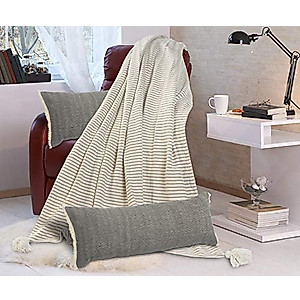 LR Home Charcoal Gray Solid Fringed Throw Pillow, 1 Count (Pack of 1)