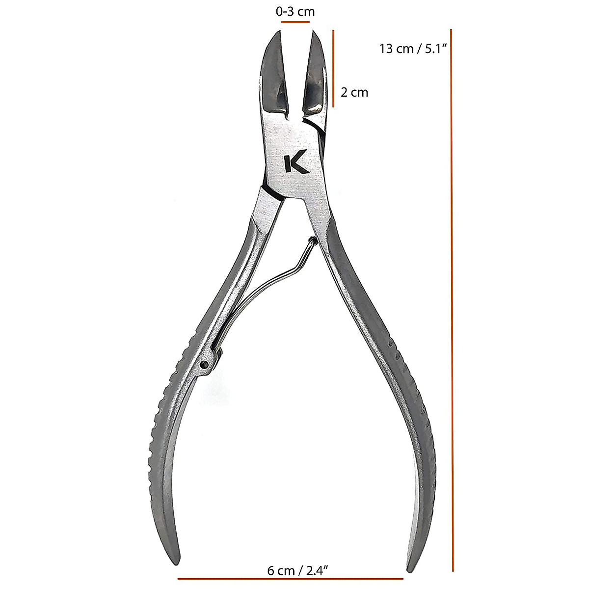 KOHM Ingrown Toenail Clippers for Thick Nails - 5" Long KP-700 Heavy Duty Stainless Steel Toe Nail Nippers Tool for Men, Women, Seniors & Adults - Professional Podiatrist Tool