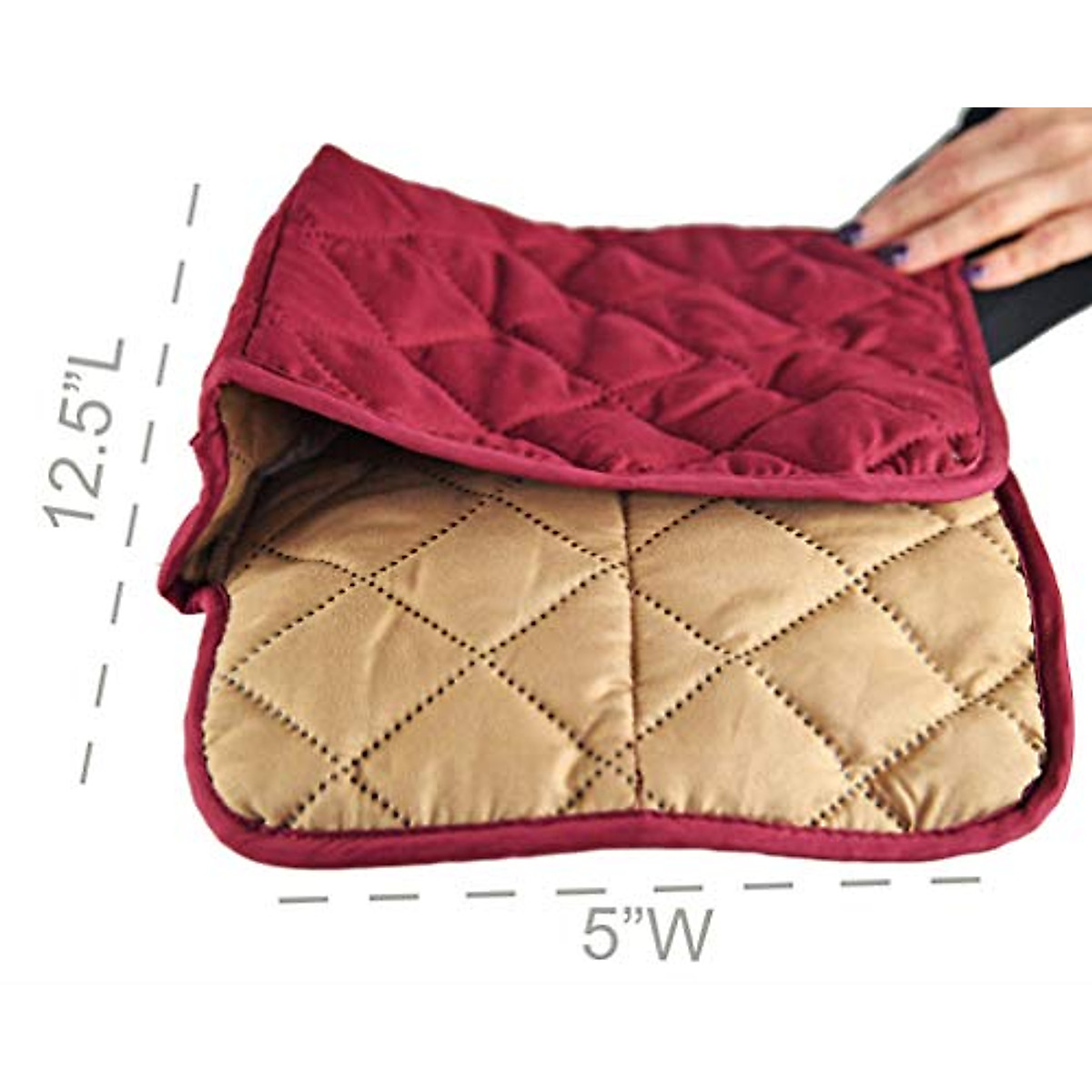 Home-X Left Couch Armrest Cover with 2 Storage Pockets, Sofa or Loveseat Organizer, Burgundy, 9 ½” L x 5” W