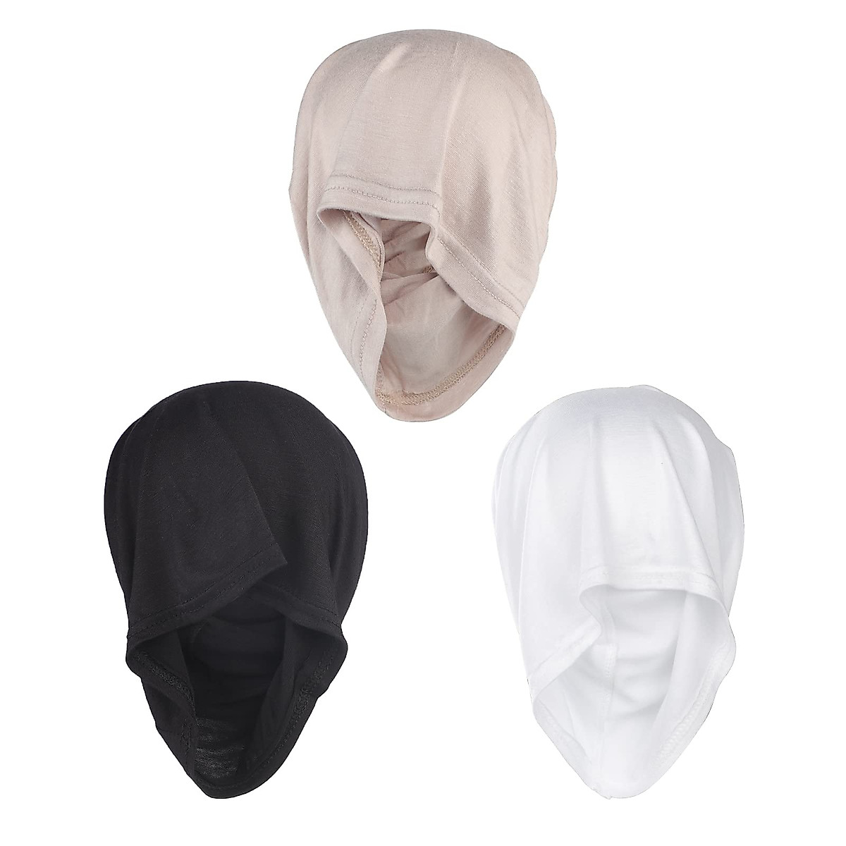 3 Pcs Muslim Inner Hijab Caps Women Solid Color Turban Underscarf Under Hijab Caps Stretchy Breathable Full Cover Undercap Tube Bonnet Under Scarf Hats Beanie