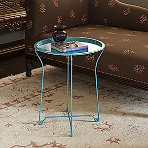 Atlantic urbSPACE Metal Side Table - Stylish Folding Tray Table, Sturdy Steel Construction with Wear-Resistant Powder Coating, PN in Capri Breeze