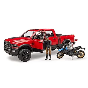 bruder Ram 2502 Power Wagon with Ducati Scrambler Desert Sled and Driver Vehicles Toy