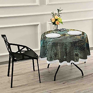 JOHIZUTA Round Table Cloth,Lost Places Abandoned Factory Hall Decorative Tablecloth Washable Table Cover for Home Decor Dinner Kitchen Dining Indoor and Outdoor Use,60"