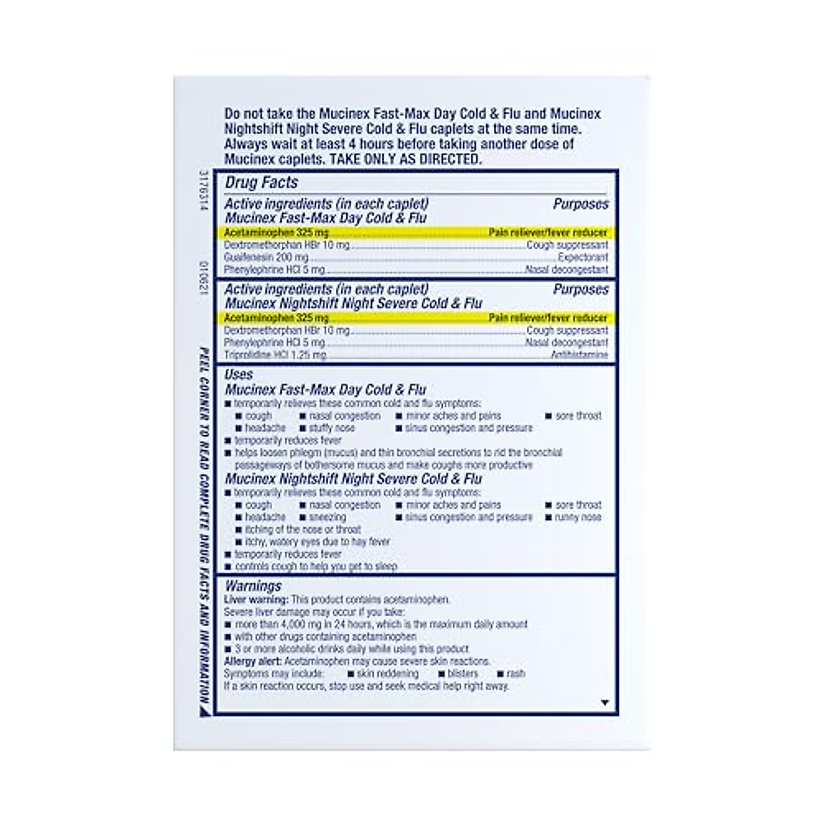 Mucinex Fast-Max Day Cold and Flu & Nightshift Night Severe Cold and Flu Medicine for Adults, Day/Night Combo Pack for Fever, Sore Throat Relief, Decongestant, Cough & Cold Medicines, 40 Caplets