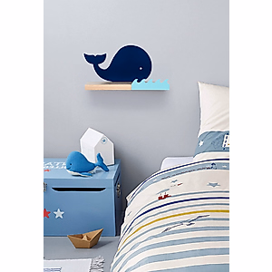 CribMATE Wall Shelf Kids Whale Nursery Decor Floating Shelves - Floating Whale Bookshelf - Wood Toy Display Organizer - Baby Nursery Wall Decor. Peg Board Book Shelves, Picture Ledge Blue
