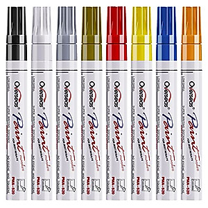 Paint Marker Pens - 8 Pack Assorted Color Permanent Oil Based Paint Markers, Waterproof, Quick Dry, Medium Tip, Paint Pen for Metal, Wood, Fabric, Plastic, Rock, Mugs, Canvas, Glass, Stone, Art Craft