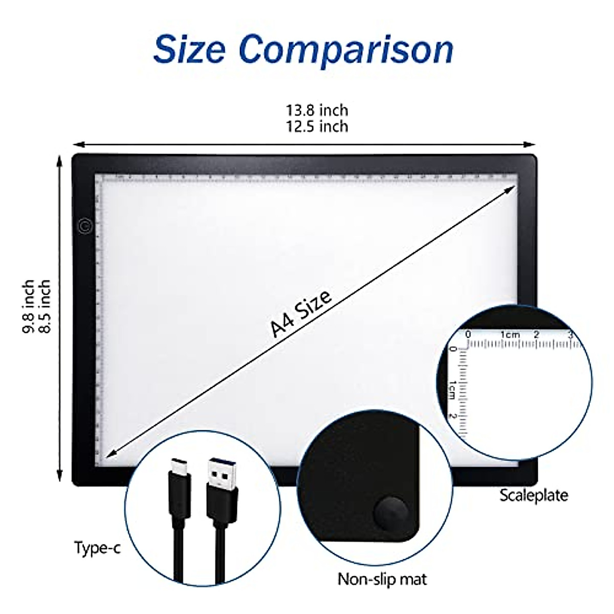A4 LED Light Pad Light Board for Tracing Light Table Light Pad Tracing Light Box Cricut Light Pad