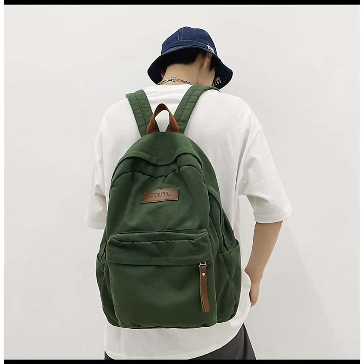 Canvas Backpack for Women Vintage Grunge Hippie Bookbags Aesthetic College School Bag Western Trendy Rucksack (Green)