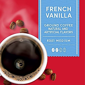 Tim Hortons French Vanilla, Flavored Roast Ground Coffee, Perfectly Balanced, Always Smooth, Made with 100% Arabica Beans, 12 Ounce Bag