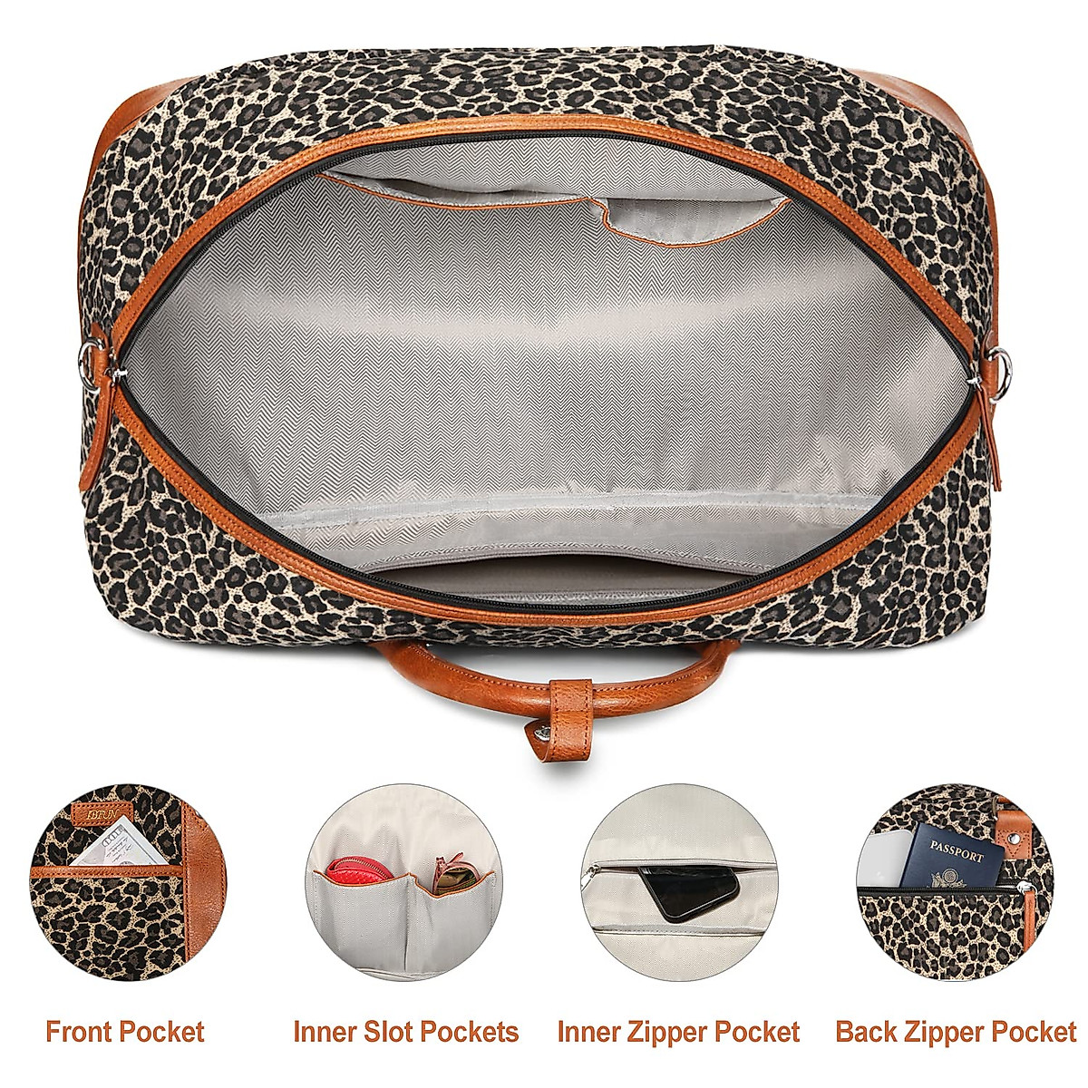 Weekender Bags for Women, Large Overnight Bag Canvas Travel Duffel Bag Carry On Tote with Shoe Compartment 21" 3Pcs Set