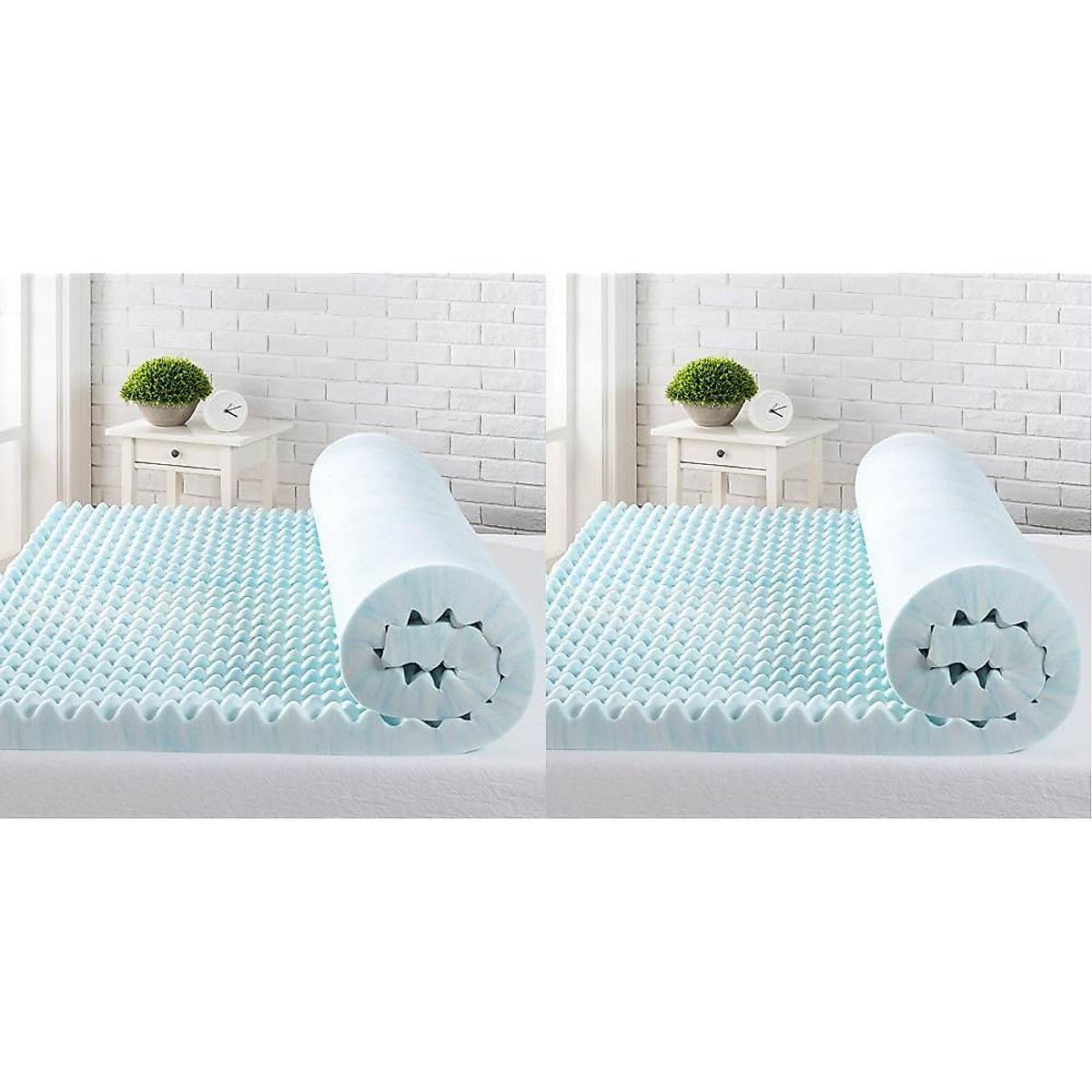 ZINUS 1.5/2/3/4-inch Swirl Gel Cooling Memory Foam Mattress Topper, Cooling Airflow Design, CertiPUR-US Certified (3 in, King) & 1.5/2/3/4-inch Swirl Gel Cooling Memory Foam Mattress Topper